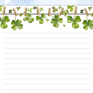 Printable Stationery Paper With Four-leaf Clover, Printable Writing ...