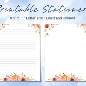 Pumpkin Printable Stationery, Printable Writing Paper in Autumn ...