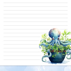Printable Stationery Lined Paper, Printable Writing Paper With Octopus ...