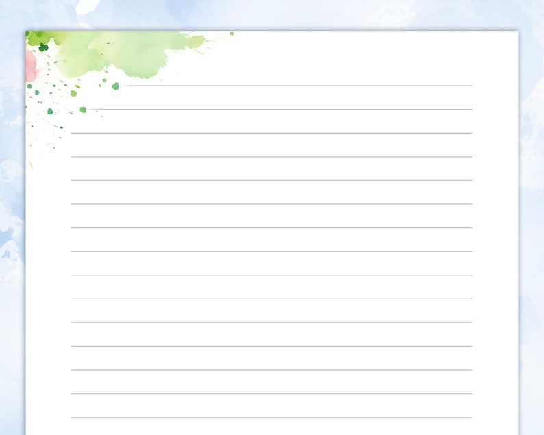 Printable Stationery Paper With Four-leaf Clover, Printable Writing ...