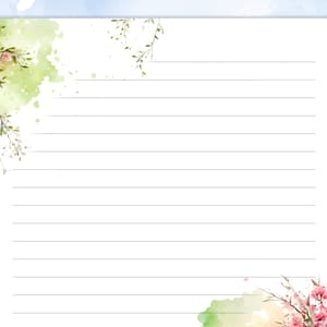 Printable Stationery Lined Paper With Watercolor Panda, Printable ...