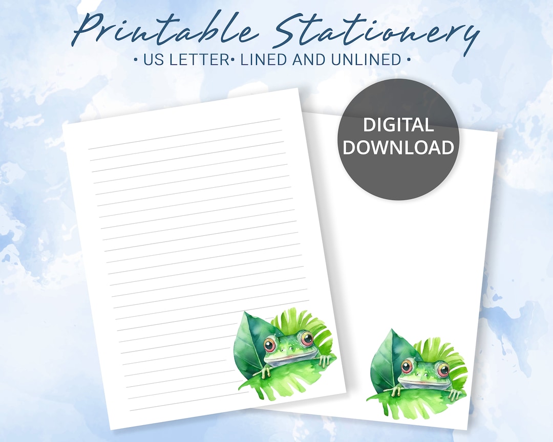 Printable Stationery Lined Paper, Printable Writing Paper With Frog in ...