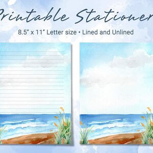 Ocean Landscape Printable Stationery: Lined Writing Paper, Goodnotes ...