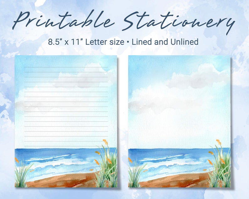 Ocean Landscape Printable Stationery: Lined Writing Paper, Goodnotes ...
