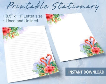Floral Printable Stationery Lined Paper Watercolor | Etsy