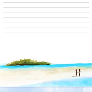 Printable Stationery Lined Paper With Sea Style Design Romantic Beach ...
