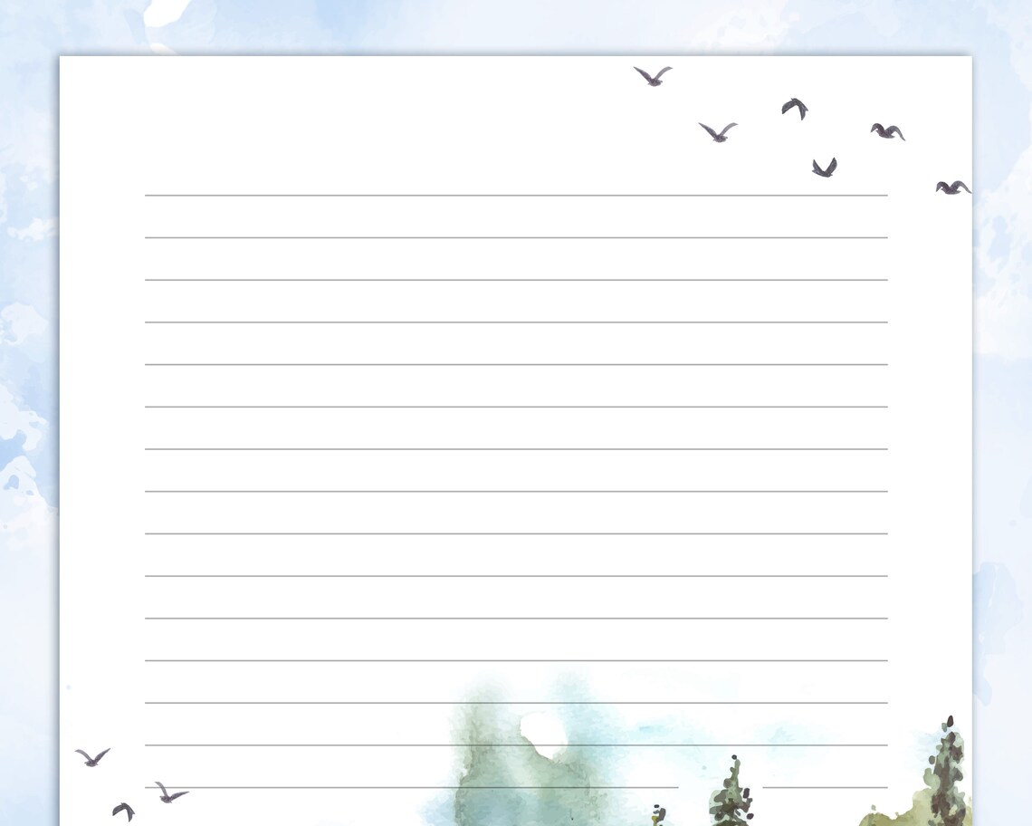 Printable Stationery Lined Paper With Reflection of Beautiful - Etsy