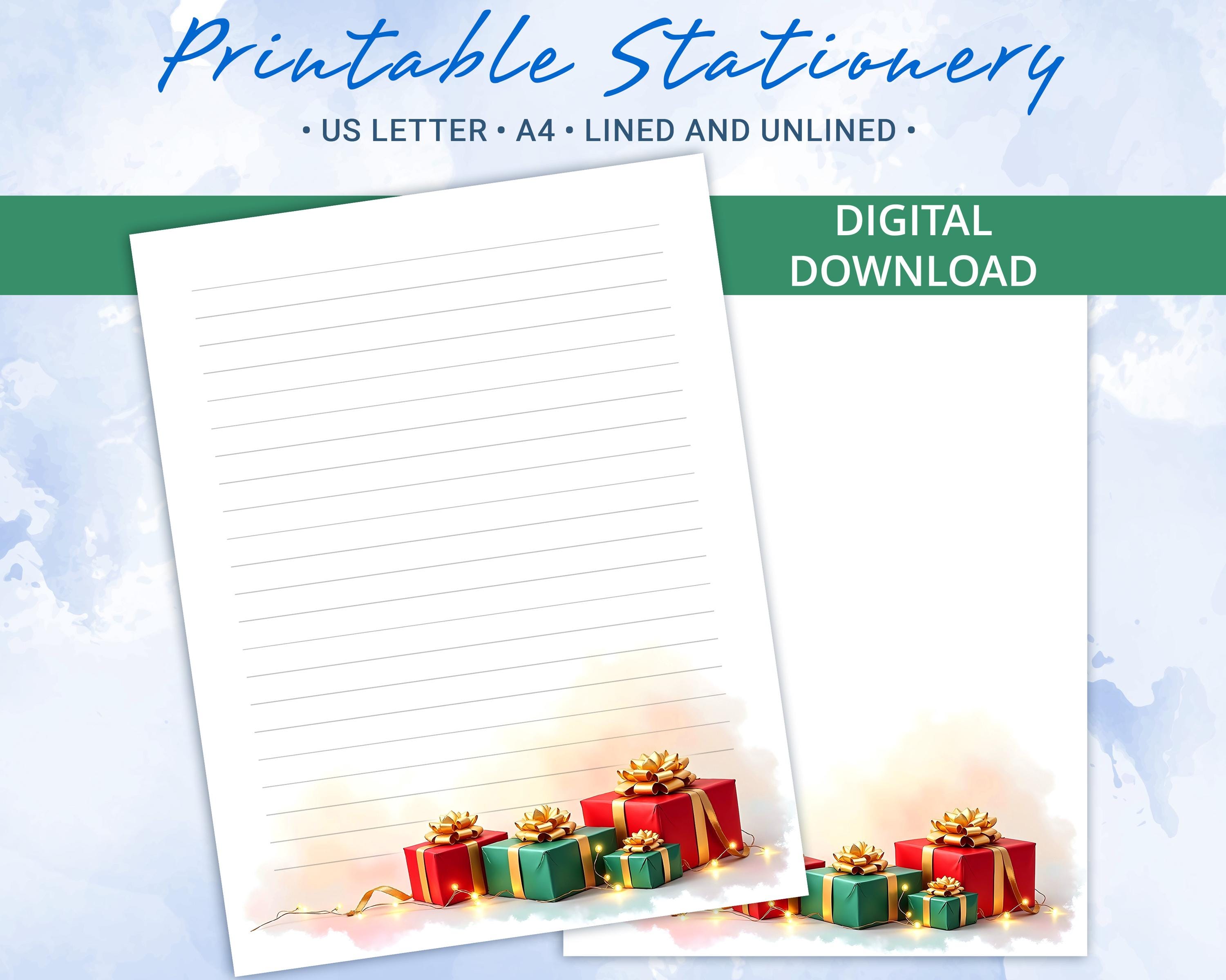 Printable Stationery Lined Paper, Letter Writing Paper With Christmas ...