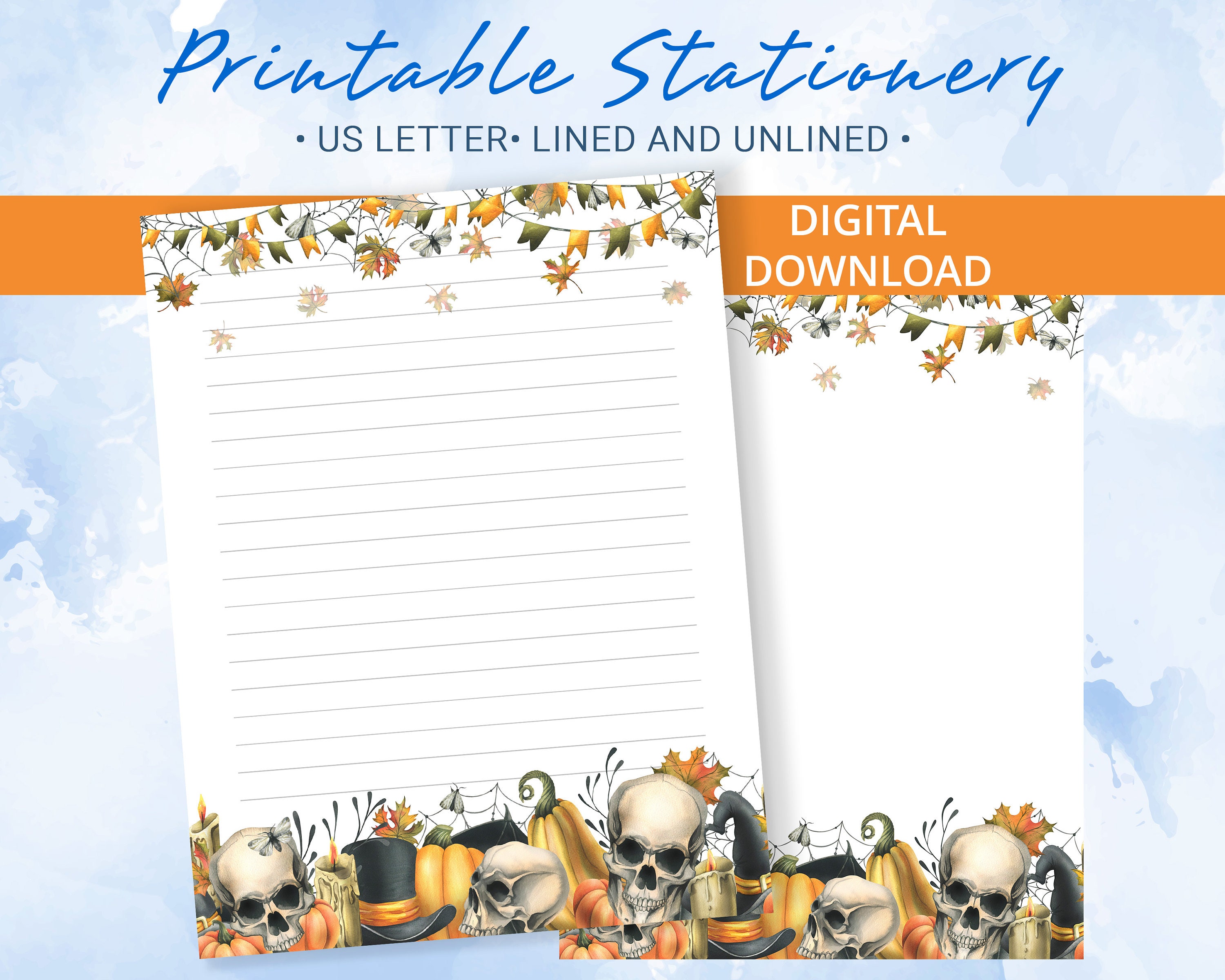 Halloween Printable Stationery, Printable Writing Paper With Pumpkins ...