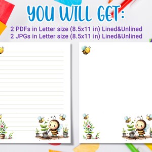 Printable Stationery for Kids, Printable Writing Paper With a Cute Bee ...