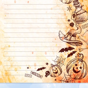 Halloween Printable Stationery, Printable Writing Paper With Watercolor ...