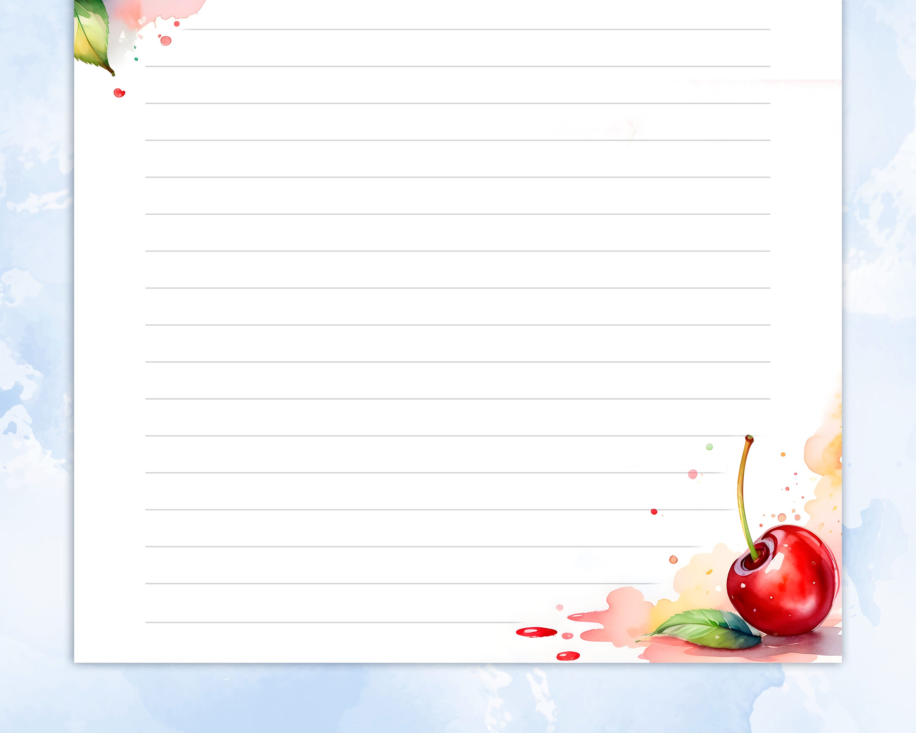 Printable Stationery Lined Paper, Letter Writing Paper With Juicy ...