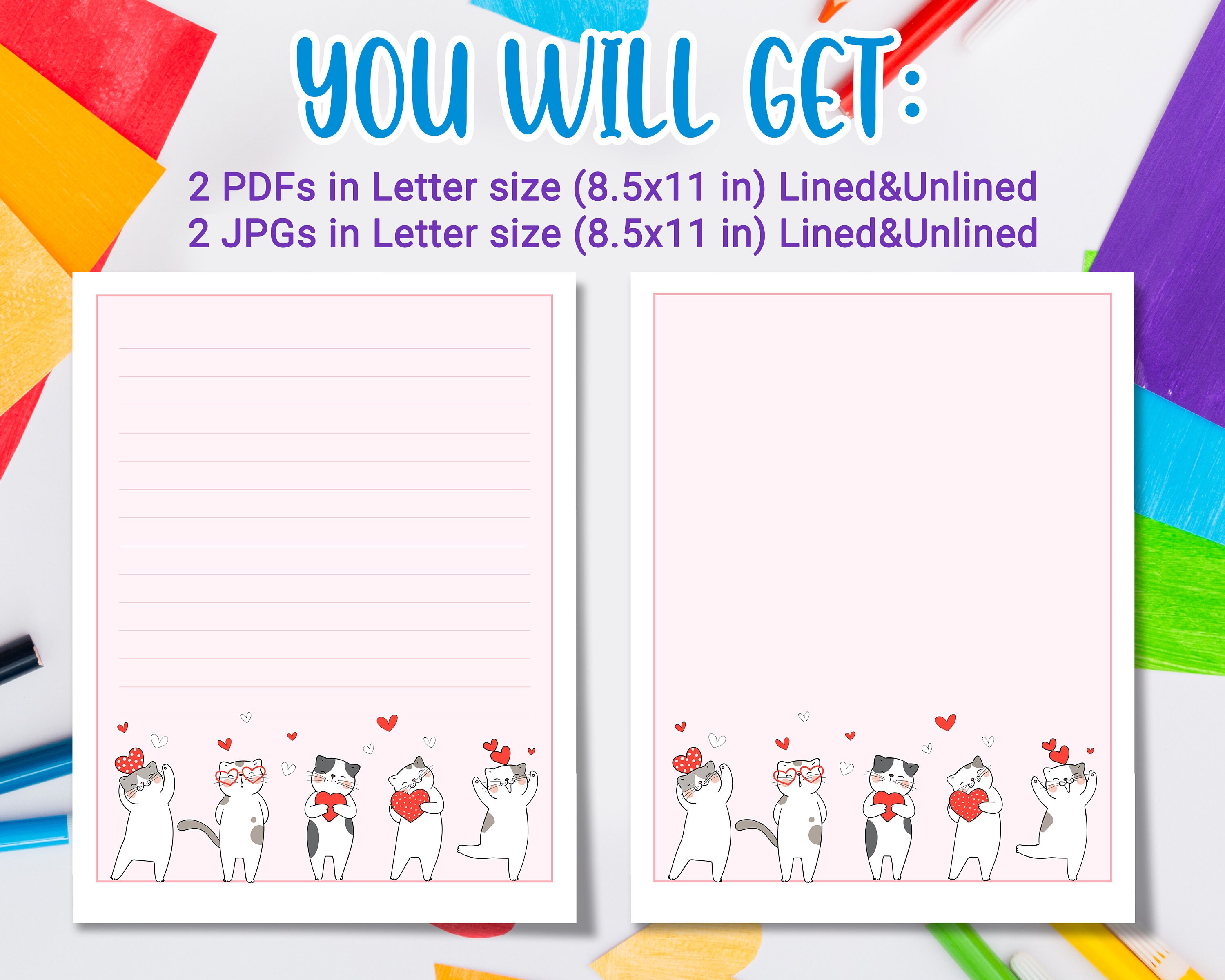 Kawaii Stationery Printable for Kids, Printable Letter Writing With ...