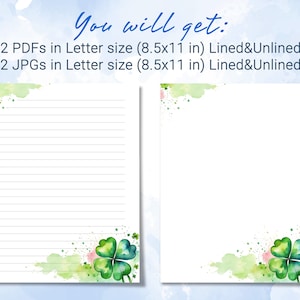Printable Stationery Paper With Four-leaf Clover, Printable Writing ...