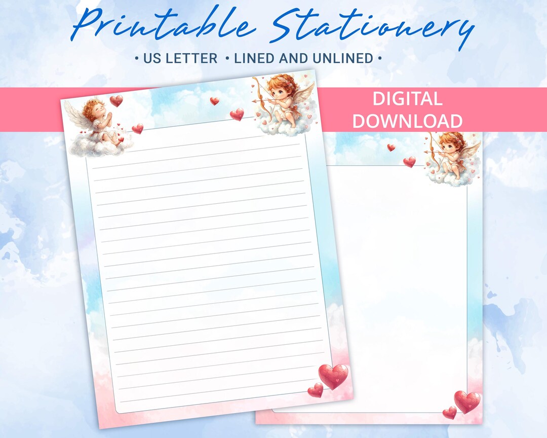 Printable Stationery Lined Paper, Letter Writing Paper With With Cute ...