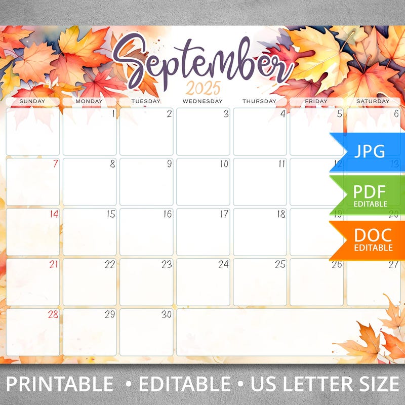 September Calendar Art - Etsy