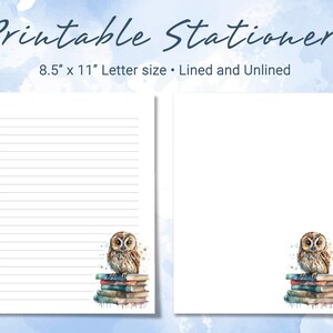 Printable Stationery Lined Paper, Printable Writing Paper With Owl ...