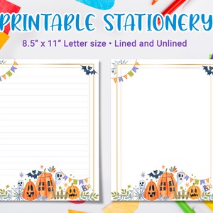Cute Halloween Stationery Printable for Kids, Printable Letter Writing ...