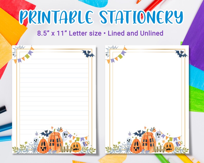 Cute Halloween Stationery Printable for Kids, Printable Letter Writing ...