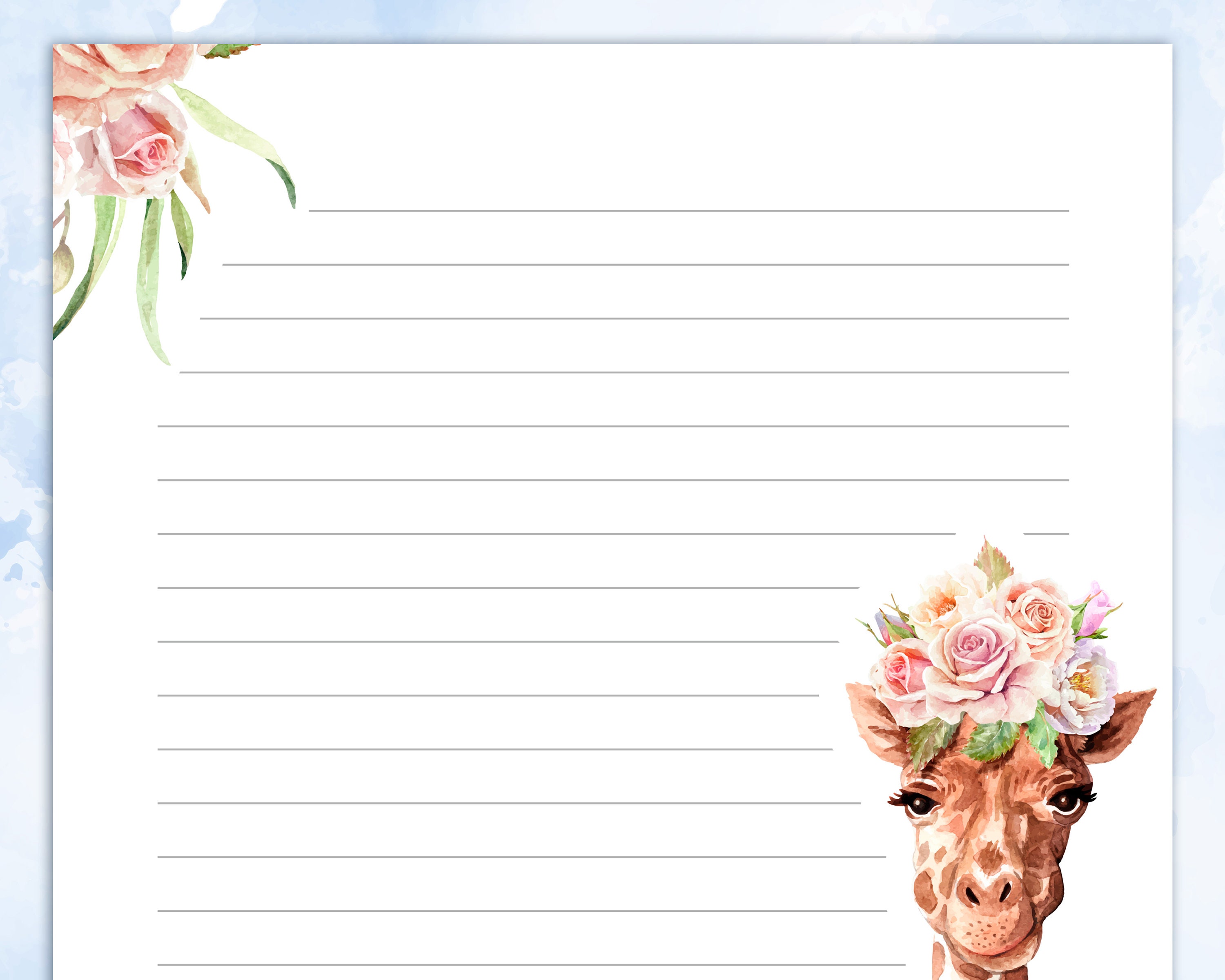 Printable Stationery, Printable Writing Paper With Watercolor Cute ...