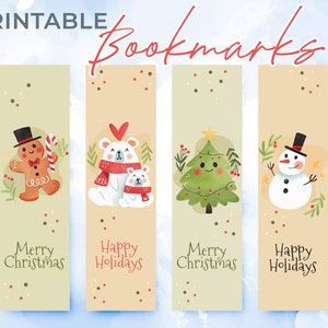 Printable Bookmarks, Merry Christmas Bookmarks, Printable Bookmarks Set ...