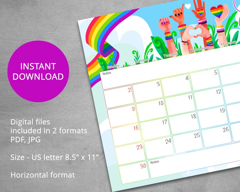 Editable June 2024 Calendar, Pride Month, LGBT Queer Digital Calendar ...