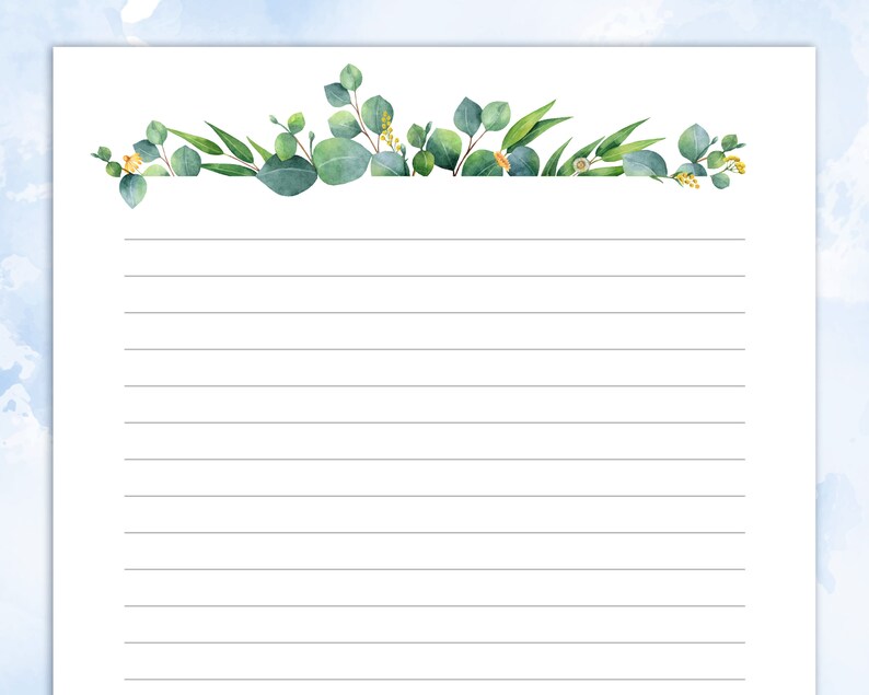 Greenery Stationery Letter Paper, Eucalyptus Personal Writing Paper ...