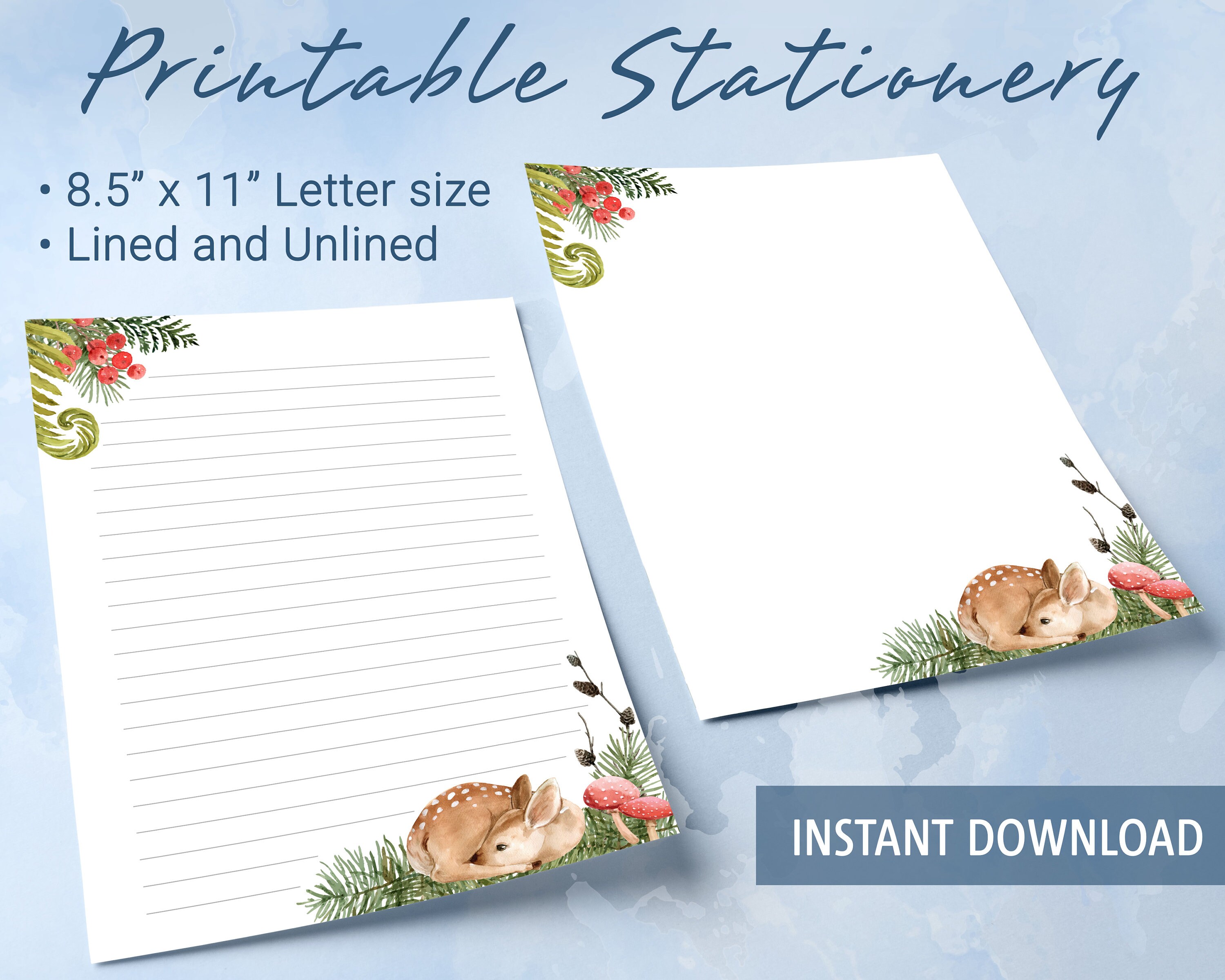 Autumn Printable Stationery, Printable Writing Paper With Gentle Autumn ...
