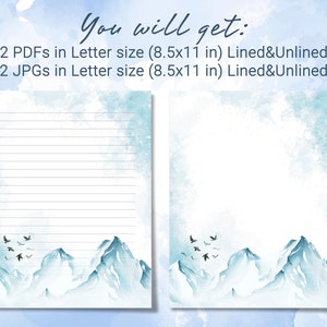 Printable Stationery Lined Paper With Frozen Landscape Scene of ...