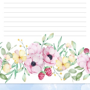 Floral Printable Stationery Lined Paper, Printable Writing Paper ...