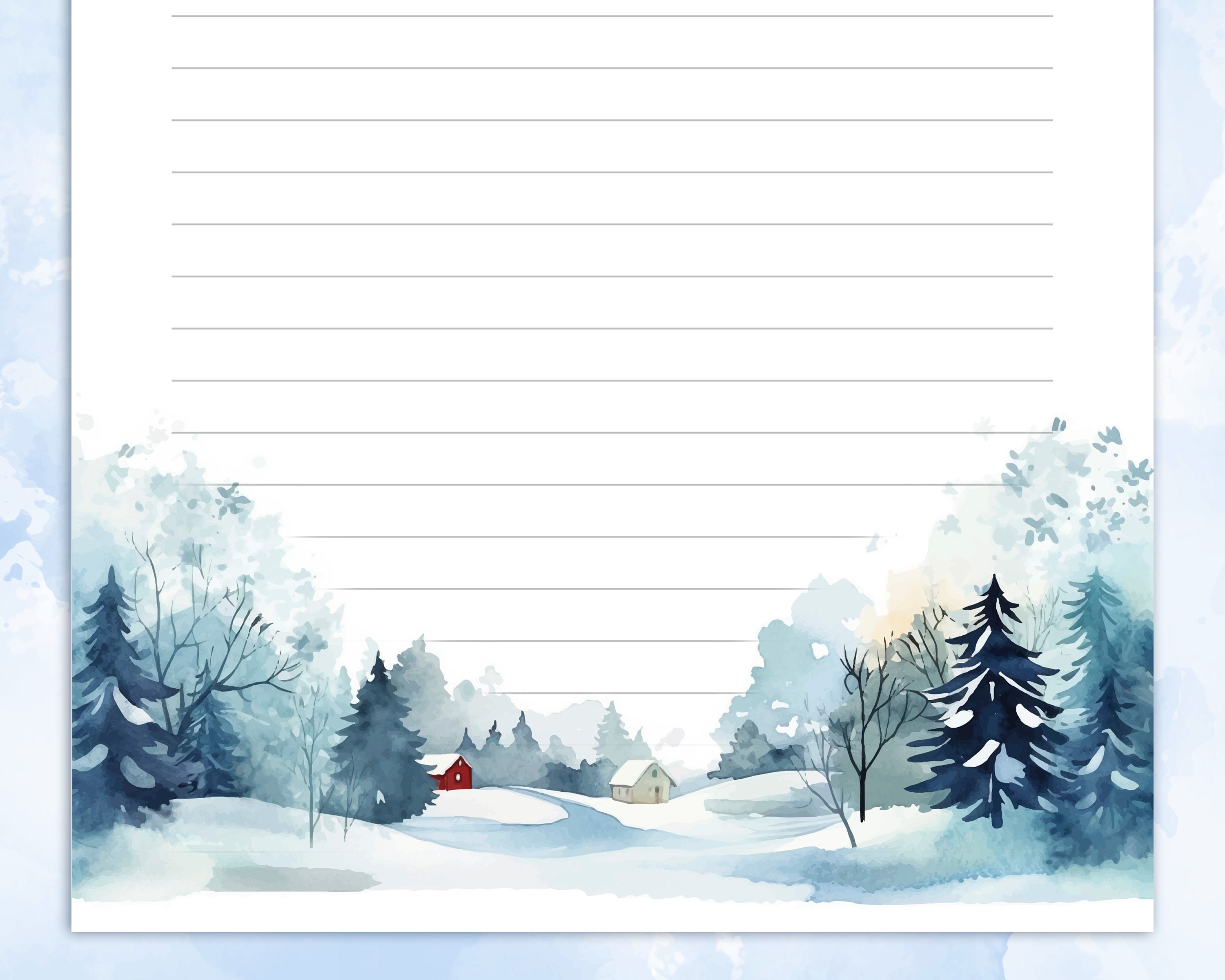 Printable Stationery Paper With Winter Background, Printable Writing ...