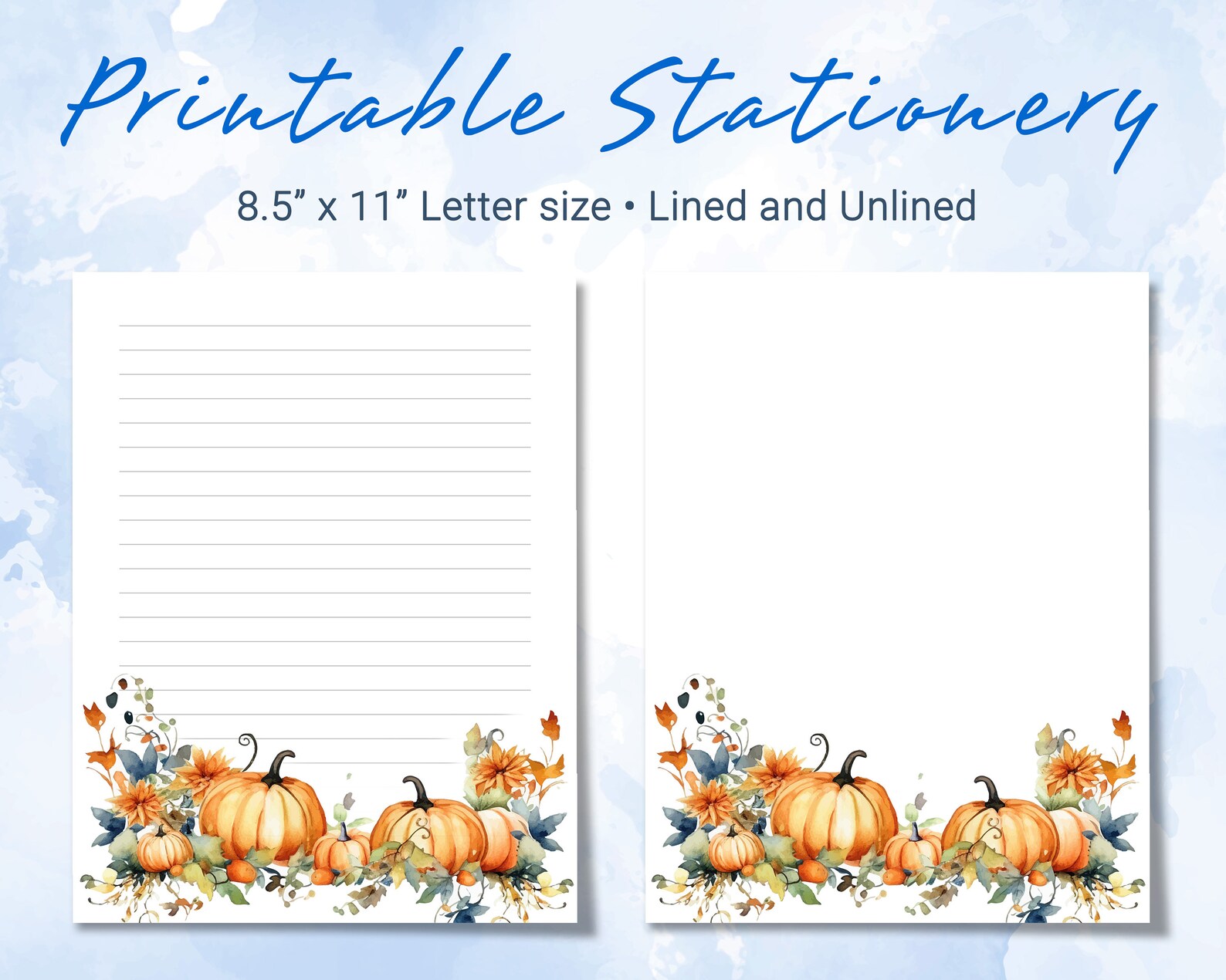 Pumpkin Printable Stationery, Printable Writing Paper With Pumpkin ...