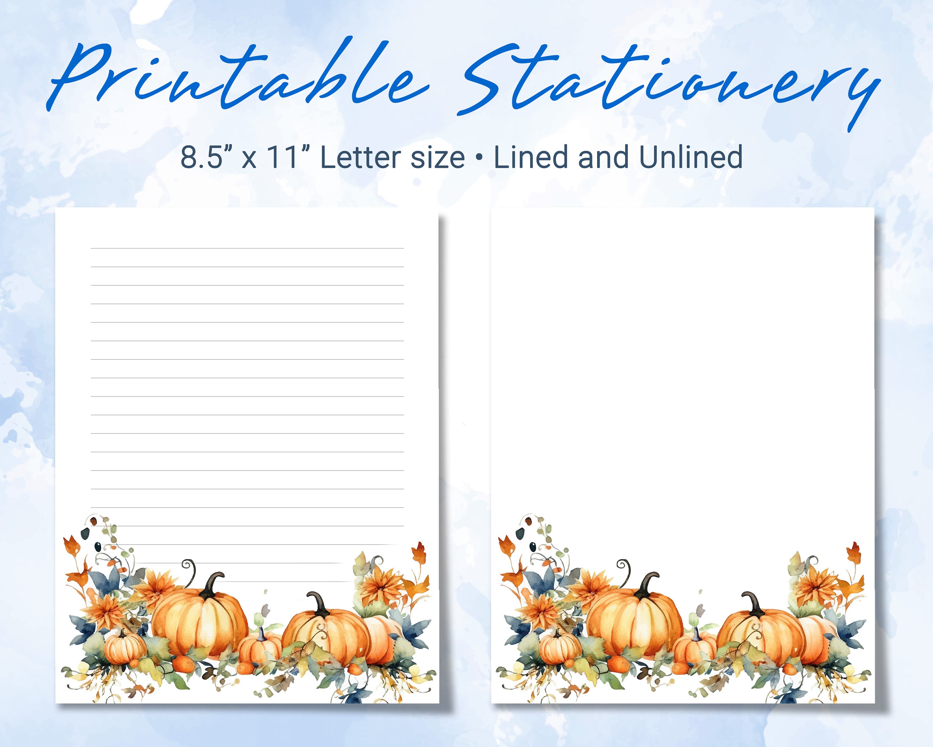 Pumpkin Printable Stationery, Printable Writing Paper With Pumpkin ...
