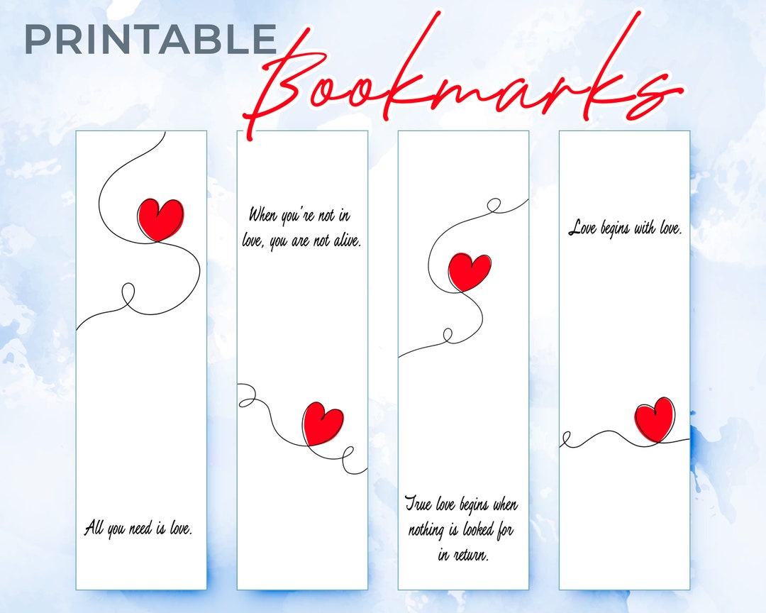 Printable Bookmarks, Bookmarks for Love Books, Valentine's Day ...