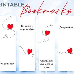 Printable Bookmarks, Bookmarks for Love Books, Valentine's Day ...
