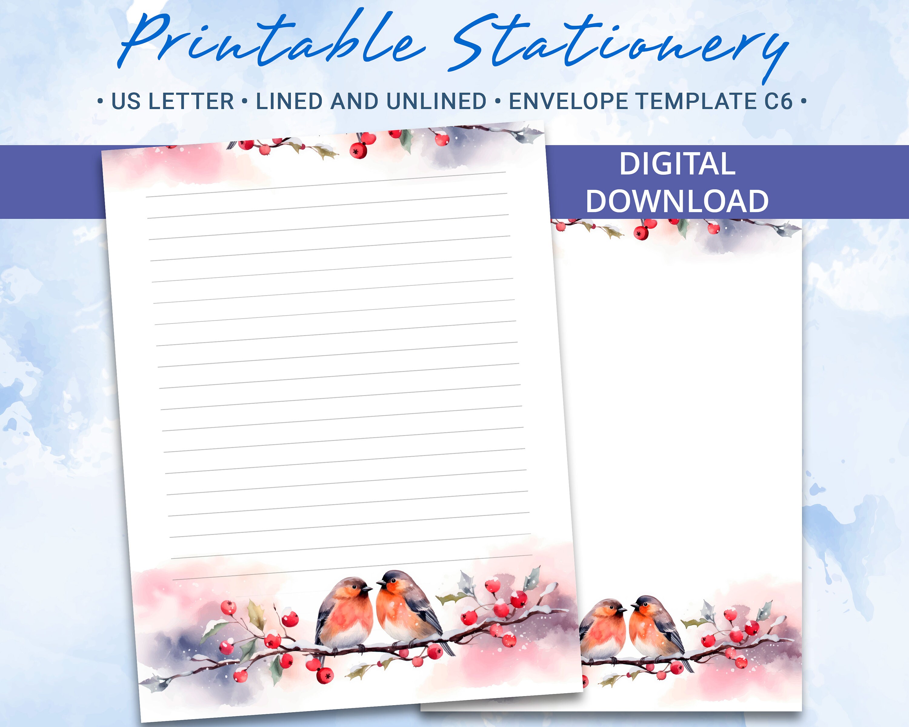 Winter Printable Stationery Printable Writing Paper With - Etsy