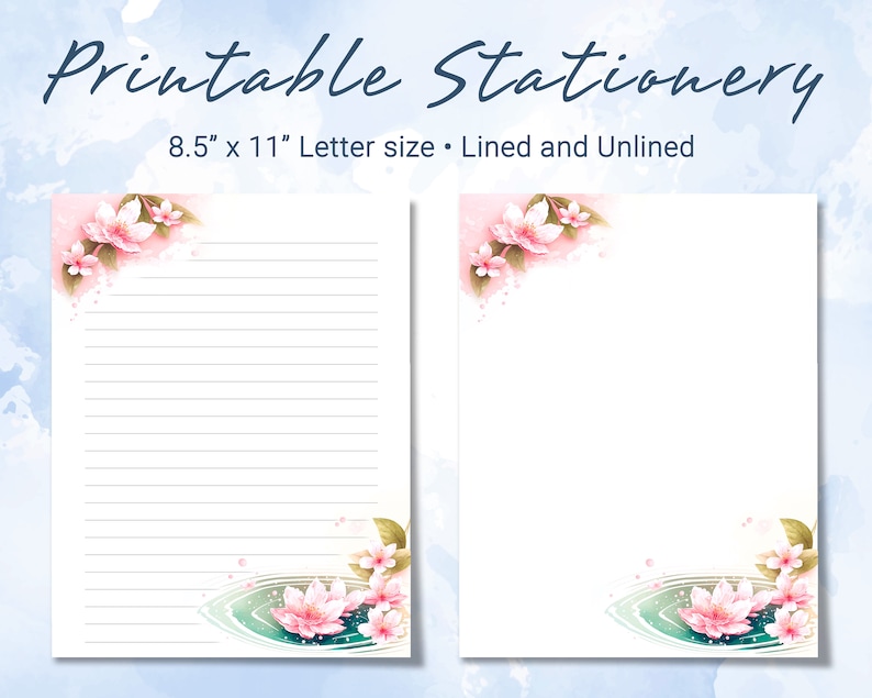 Floral Printable Stationery Lined Paper, Printable Writing Paper Wich ...