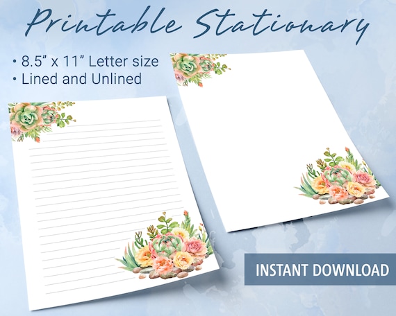 Printable Stationary Lined Paper Printable Writing Paper - Etsy
