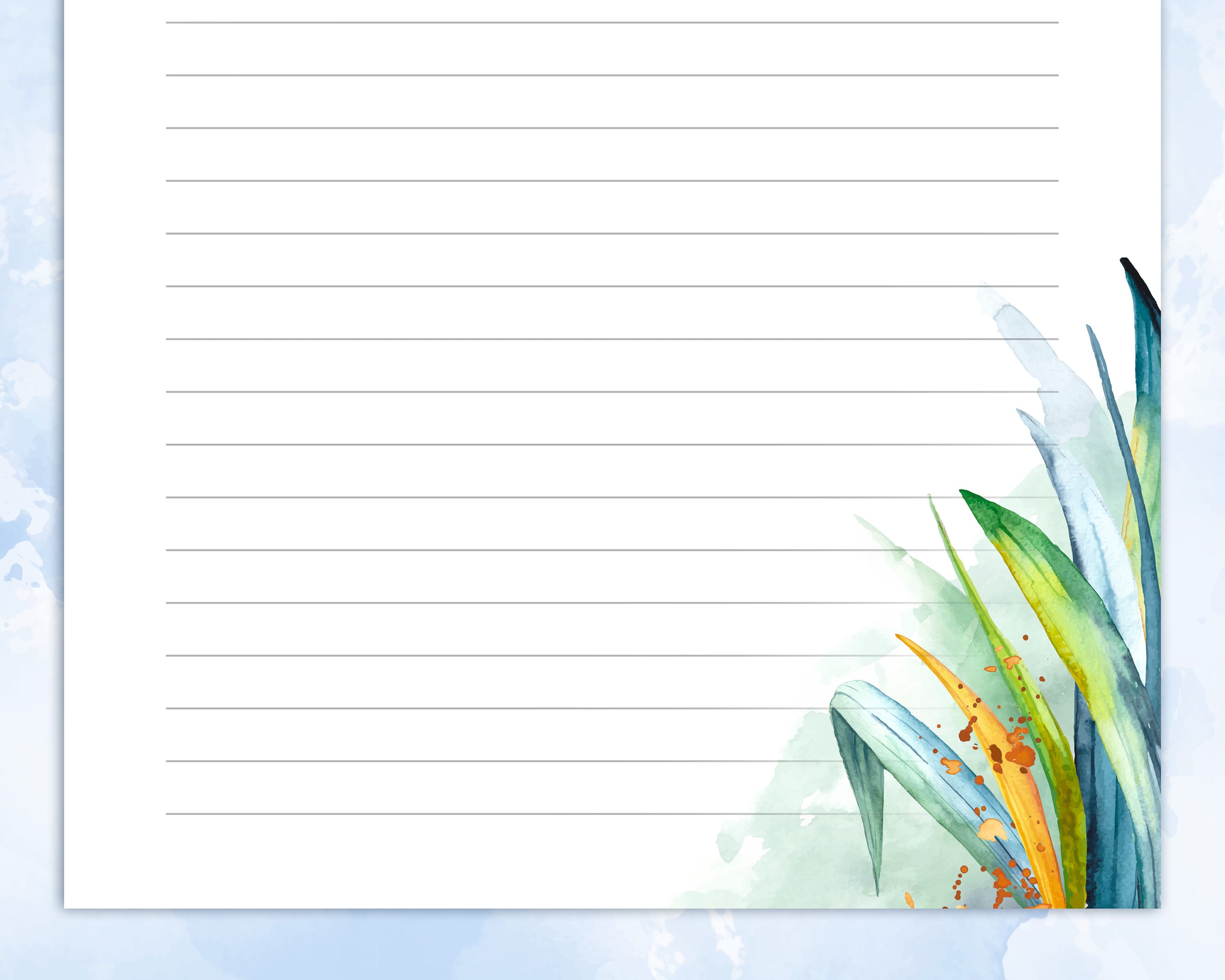 Printable Stationery Lined Paper With Nature Background, Printable ...