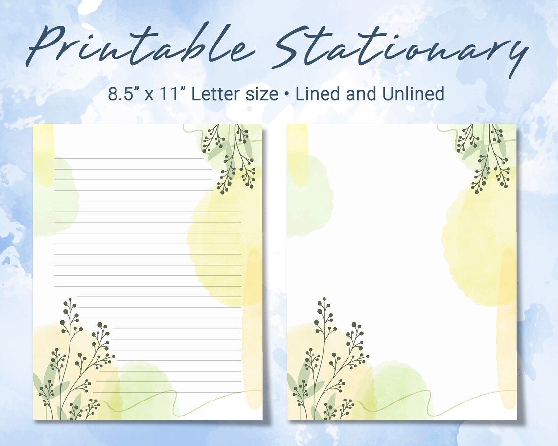 Floral Printable Stationery Lined Paper, Printable Writing Paper ...