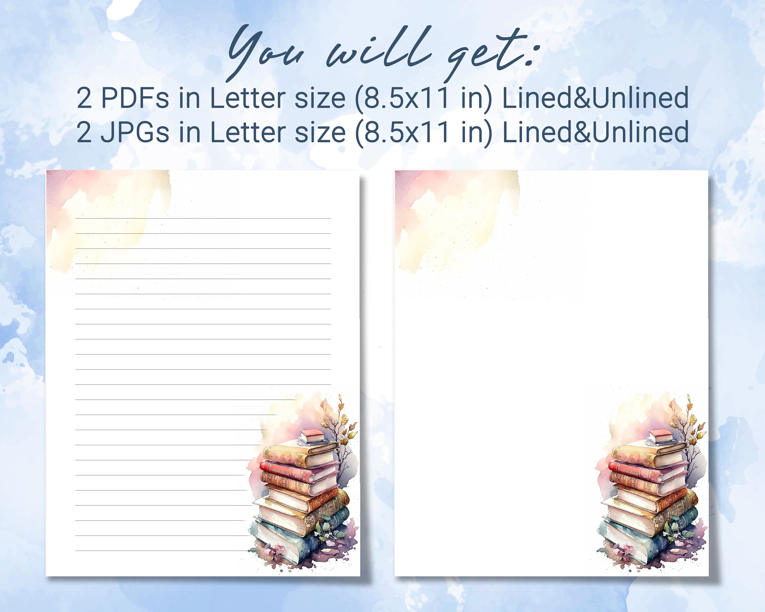 Printable Stationery Lined Paper Printable Writing Paper With - Etsy