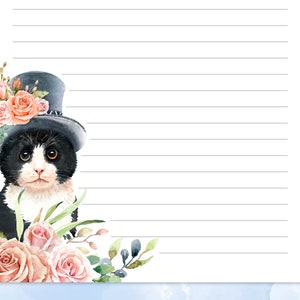 Printable Stationery, Printable Writing Paper With Watercolor Cat With ...