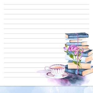Printable Stationery Lined Paper, Watercolor Book Background Printable ...