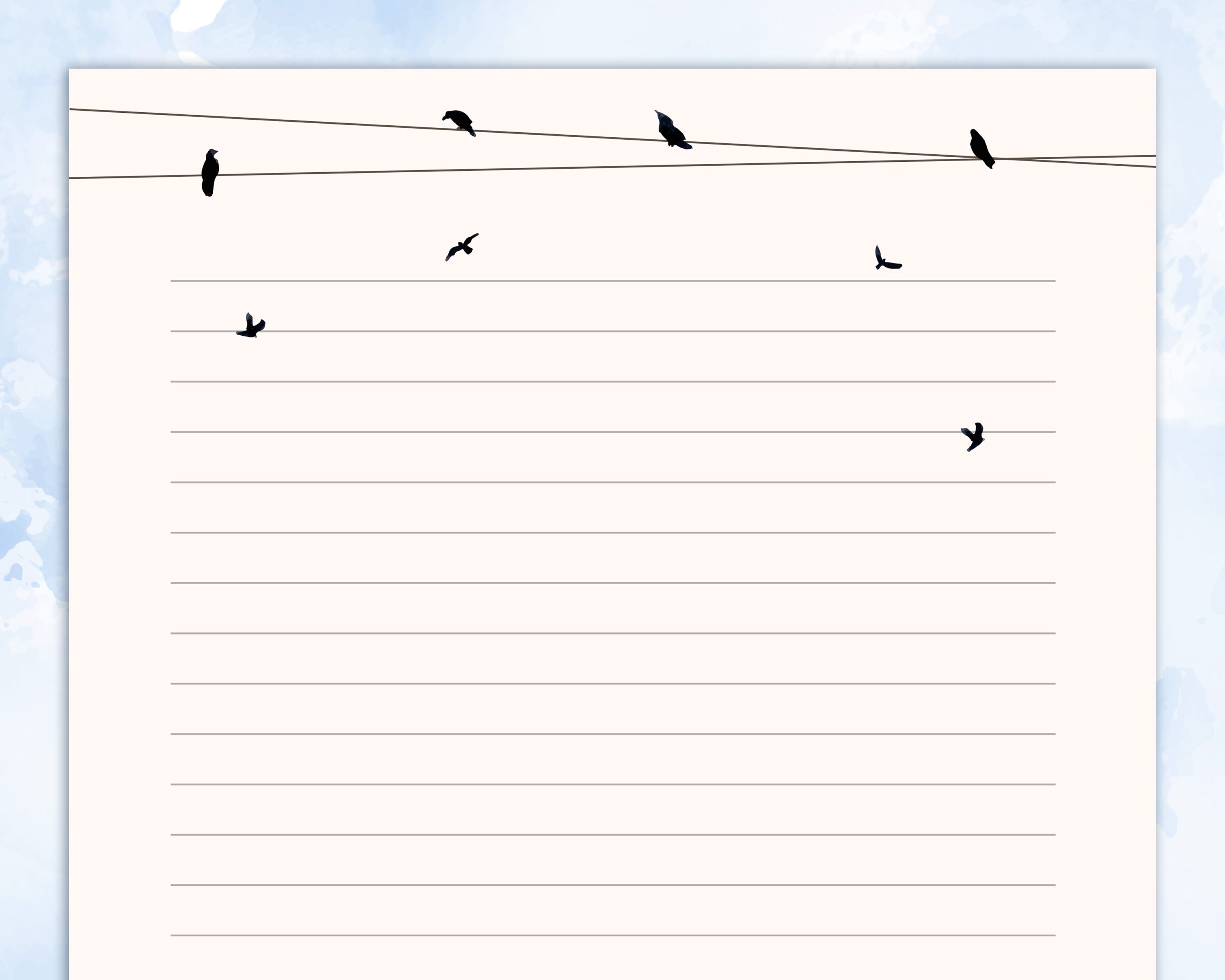 Printable Stationary Paper, Garden Fence Watercolor Printable Writing ...