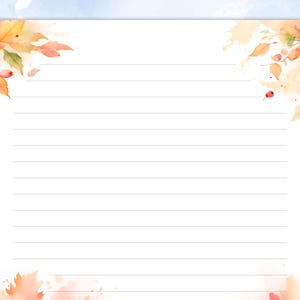 Printable Stationery Lined Paper, Letter Writing Paper With a Fall ...