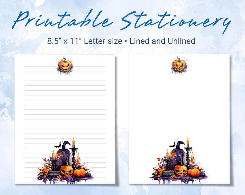 Halloween Printable Stationery, Printable Writing Paper With Watercolor ...