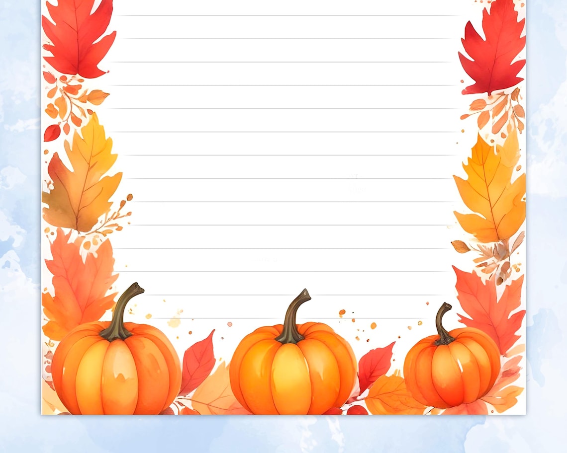 Printable Stationery Lined Paper, Letter Writing Paper With Fall ...