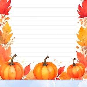 Printable Stationery Lined Paper, Letter Writing Paper With Fall ...