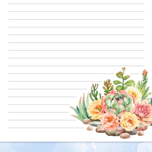 Printable Stationary Lined Paper, Printable Writing Paper, Watercolor ...