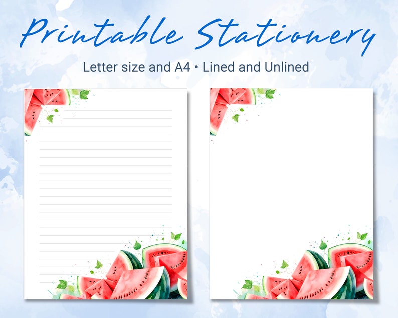 Printable Stationery Lined Paper, Letter Writing Paper With Juicy ...